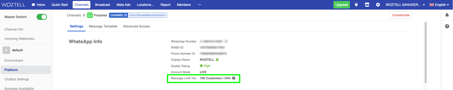 New Broadcast Panel | WOZTELL Platform Documentation