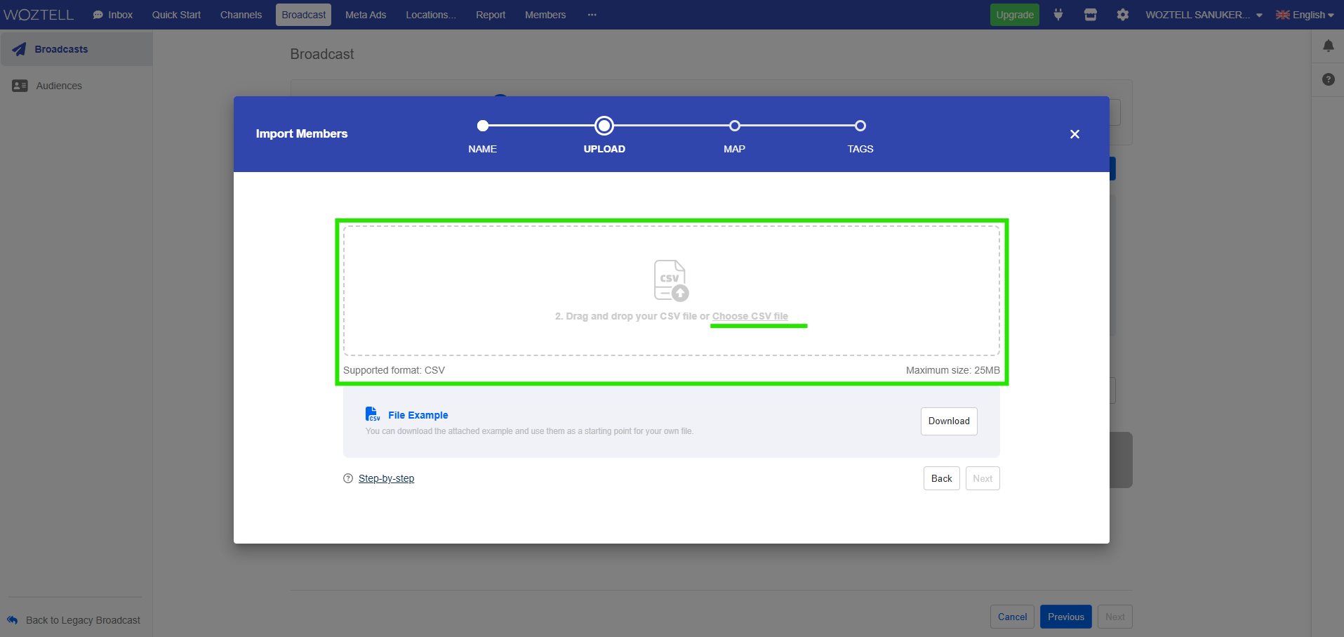 New Broadcast Panel | WOZTELL Platform Documentation