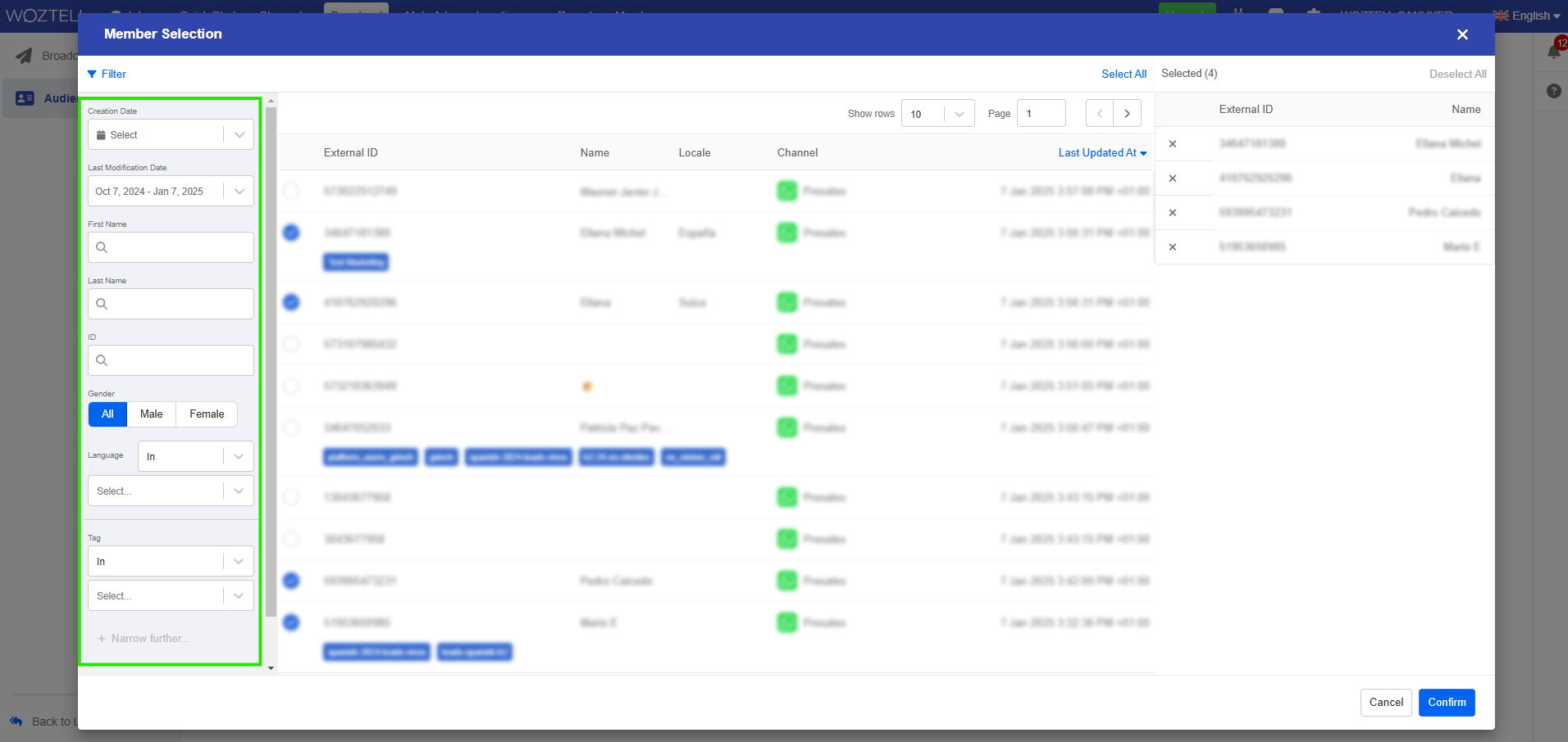 New Broadcast Panel | WOZTELL Platform Documentation