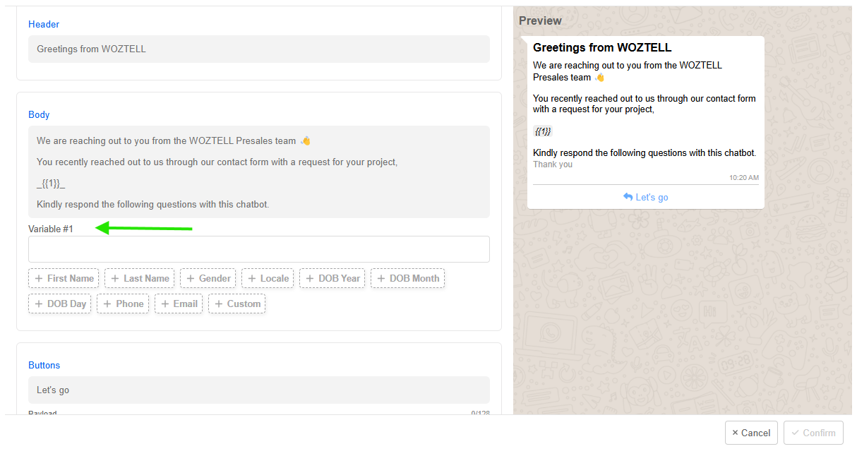 New Broadcast Panel | WOZTELL Platform Documentation