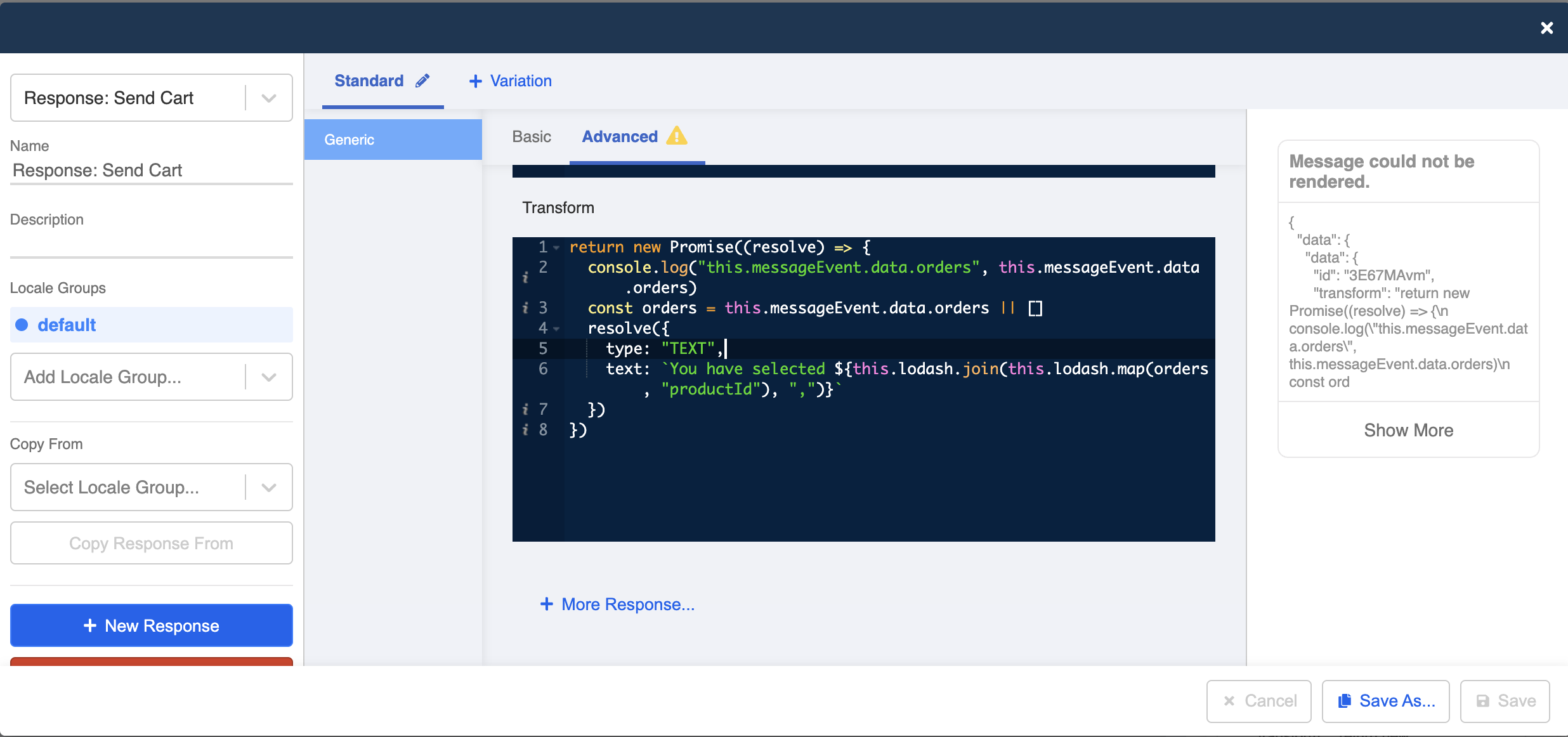 Create Product Message | WOZTELL Platform Documentation